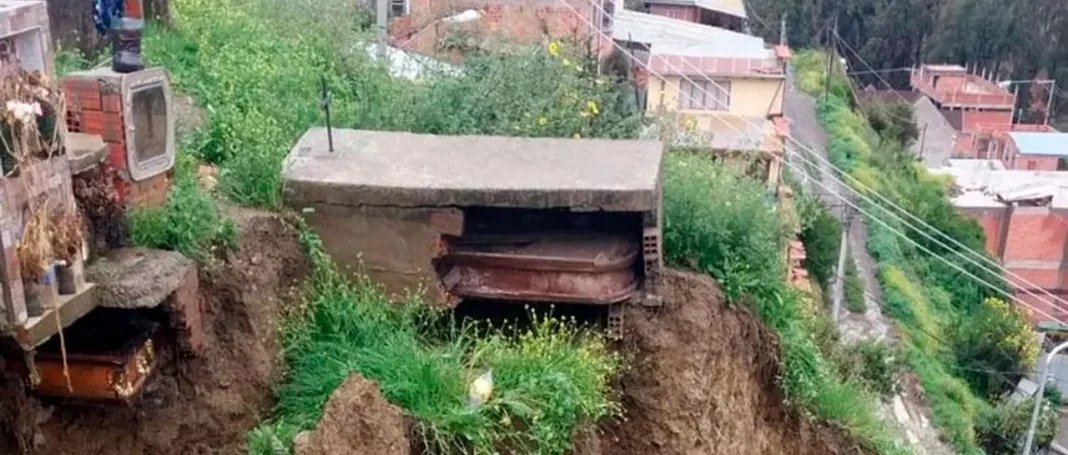 La Paz: Deslizamiento en el Cementerio de Ovejuyo deja nichos y ataúdes ...