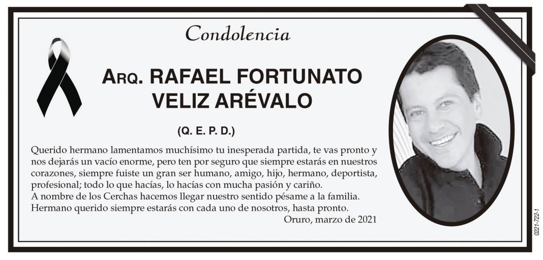 Condolencia: Arq. RAFAEL FORTUNATO VELIZ ARÉVALO (Q. E. P. D.) - La ...