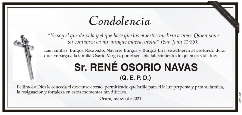 Condolencia: Sr. RENÉ OSORIO NAVAS (Q. E. P. D.) - La Patria 3.0 ...