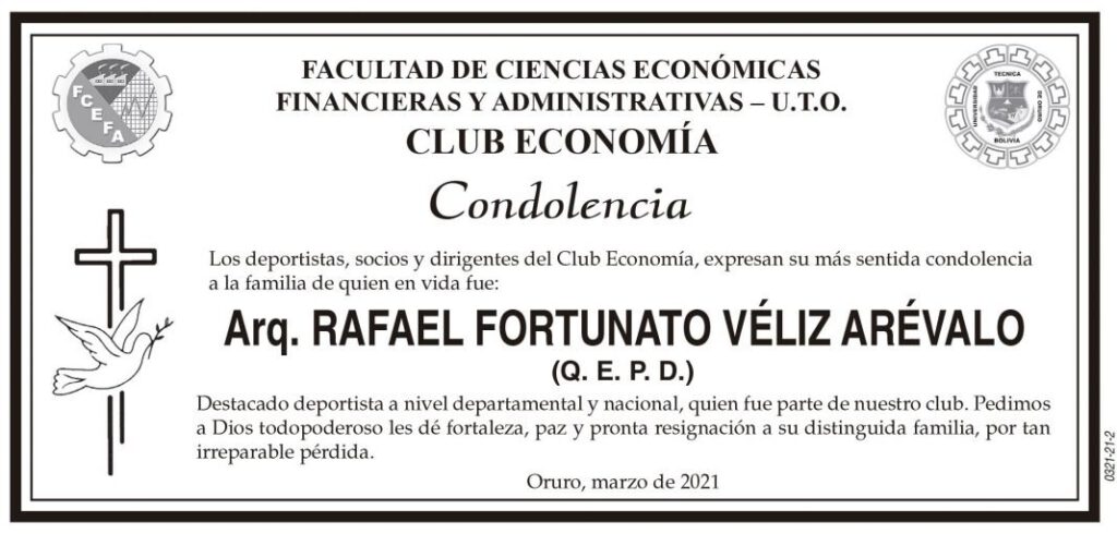 Condolencia: Arq. RAFAEL FORTUNATO VÉLIZ ARÉVALO (Q. E. P. D.) - La ...