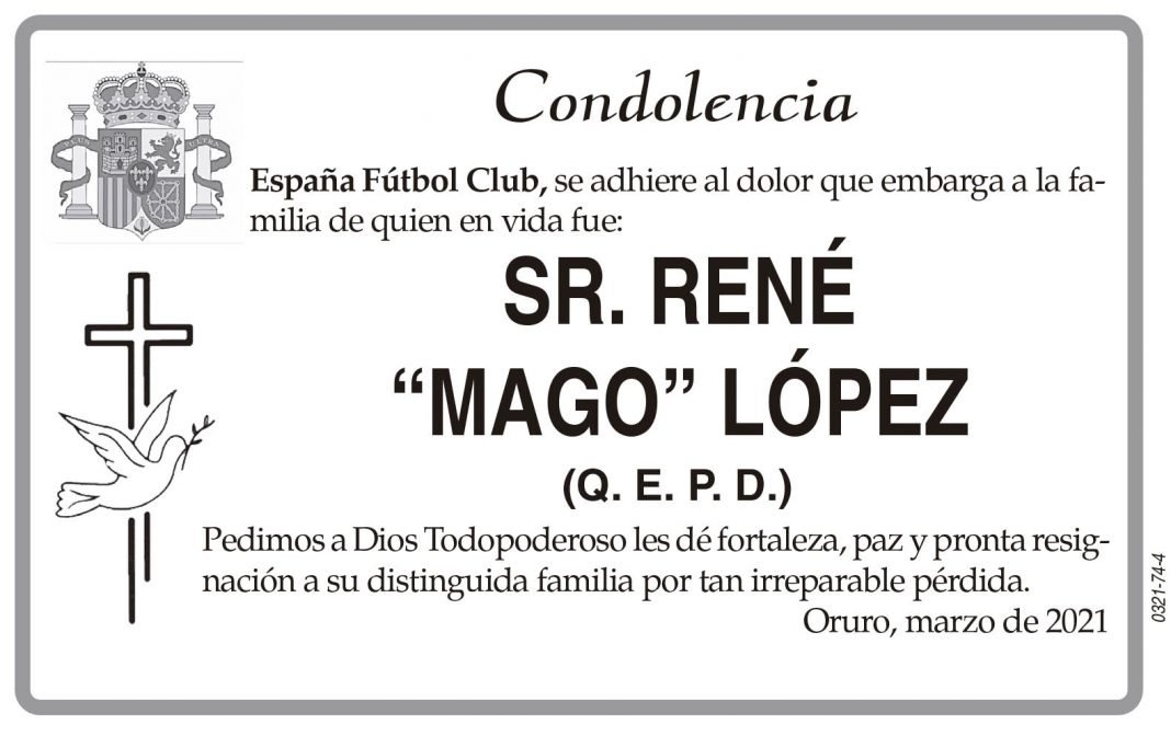 Condolencia: Sr. RENÉ “MAGO” LÓPEZ (Q. E. P. D.) - La Patria 3.0 ...