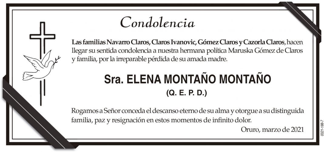 Condolencia: Sra. ELENA MONTAÑO MONTAÑO (Q. E. P. D.) - La Patria 3.0 ...
