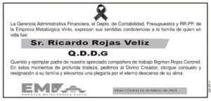Condolencia: Sr. Ricardo Rojas Veliz (Q. D. D. G.) - La Patria 3.0 ...