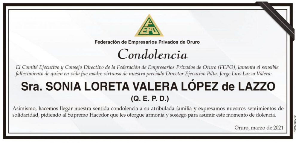 Condolencia: Sra. SONIA LORETA VALERA LÓPEZ de LAZZO (Q. E. P. D.) - La ...