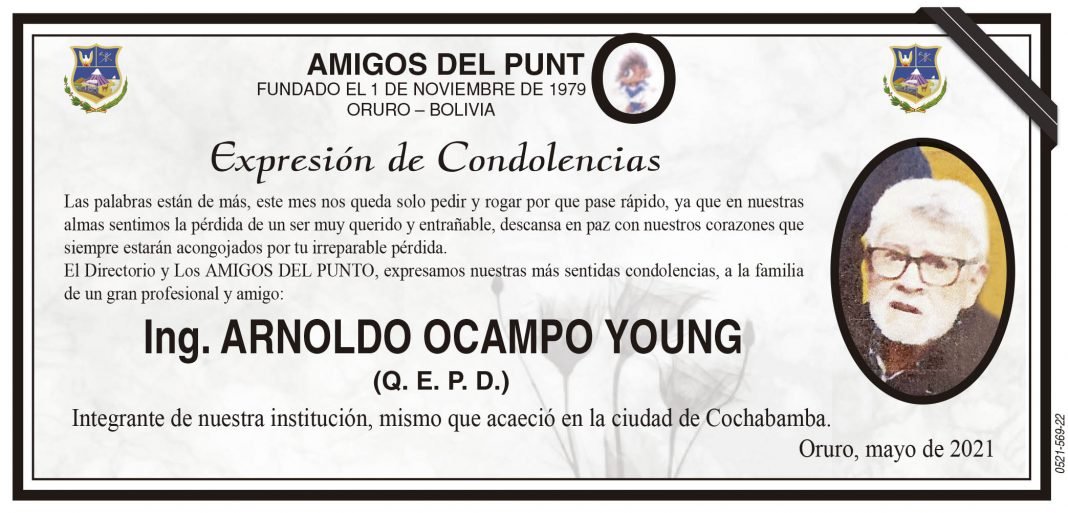 Expresión de Condolencias: Ing. ARNOLDO OCAMPO YOUNG (Q. E. P. D.) - La ...