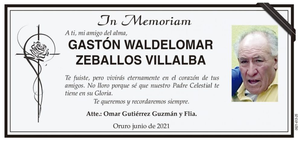 In Memoriam: GASTÓN WALDELOMAR ZEBALLOS VILLALBA - La Patria 3.0 ...