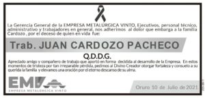 Trab. JUAN CARDOZO PACHECO Q.D.D.G. - La Patria 3.0 | Periódico digital ...