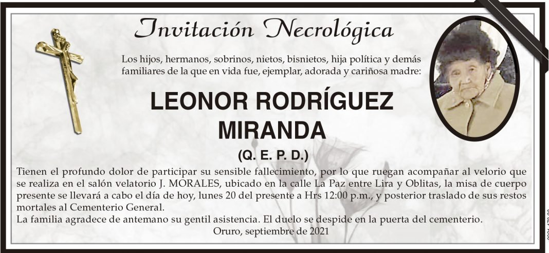 Invitación Necrológica: - La Patria 3.0 | Periódico digital de Bolivia