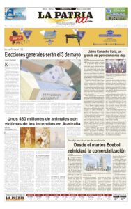 Portadas impresas, sábado 04 de enero de 2020 - La Patria 3.0 ...