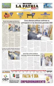Portadas impresas, sábado 25 de enero de 2020 - La Patria 3.0 ...