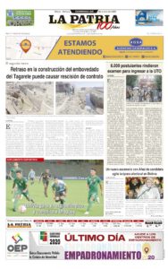 Portadas impresas, domingo 26 de enero de 2020 - La Patria 3.0 ...